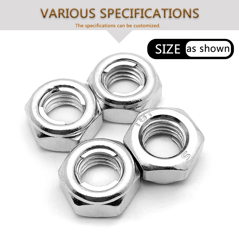 304 Stainless Steel Hex Lock Nut Self-locking Locknut Hexagon Head Locking Nut M3 M4 M5 M6 M8 ...