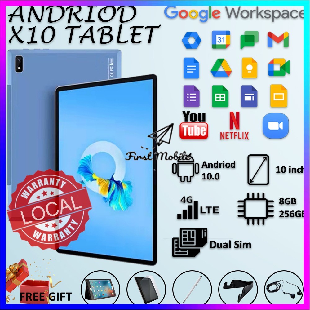 Android Tablet X10 [8GB RAM + 256GB ROM] Tablet PC 10.1" HD Tablet ...