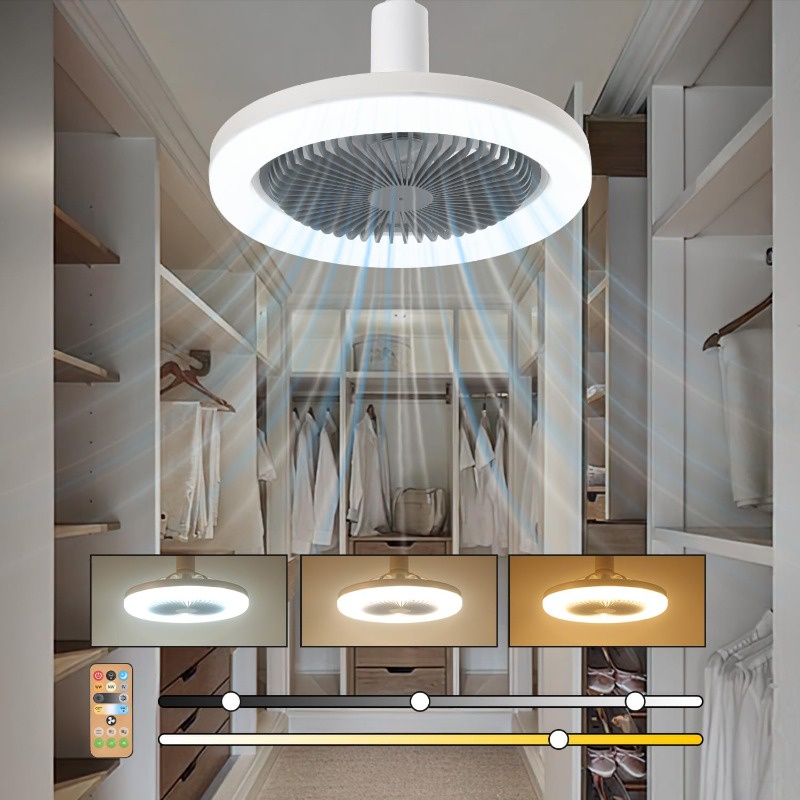 2-in-1 LED Ceiling Fan Lighting Lamp Adjustable Angle Speed Dimmable ...