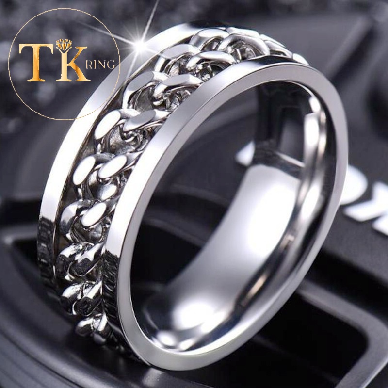 Titanium Steel Colorful Chain Ring Spinner Rotary Stainless Steel Ring ...