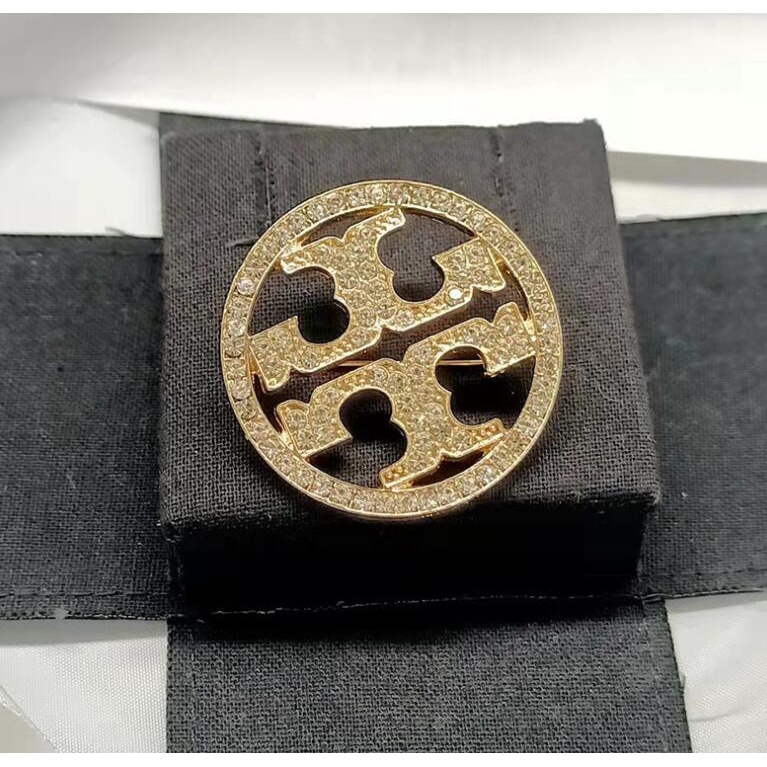 Round Square Label Diamond Brooch Anti-glare Fixed Clothes Pin Retro ...