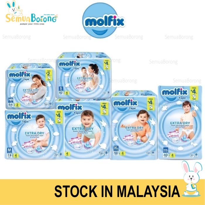 Molfix Extra Dry Tape/Pants Diaper-All Size | Shopee Malaysia