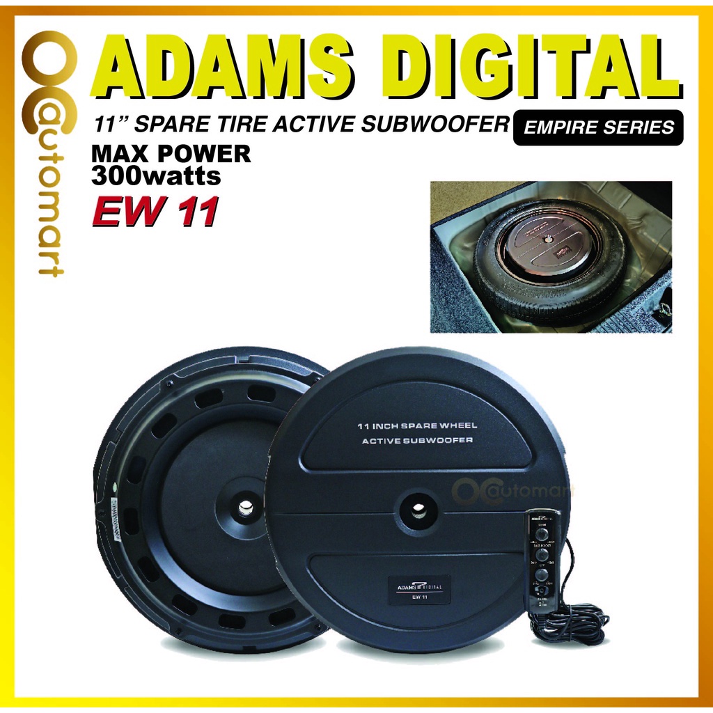 Adams Digital 11inch Spare Tire Active Subwoofer Enclosure and Built-In ...