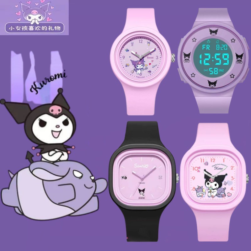 Sanrio Kuromi LED Light Watch for Kids Girls Silicone Strap Round ...