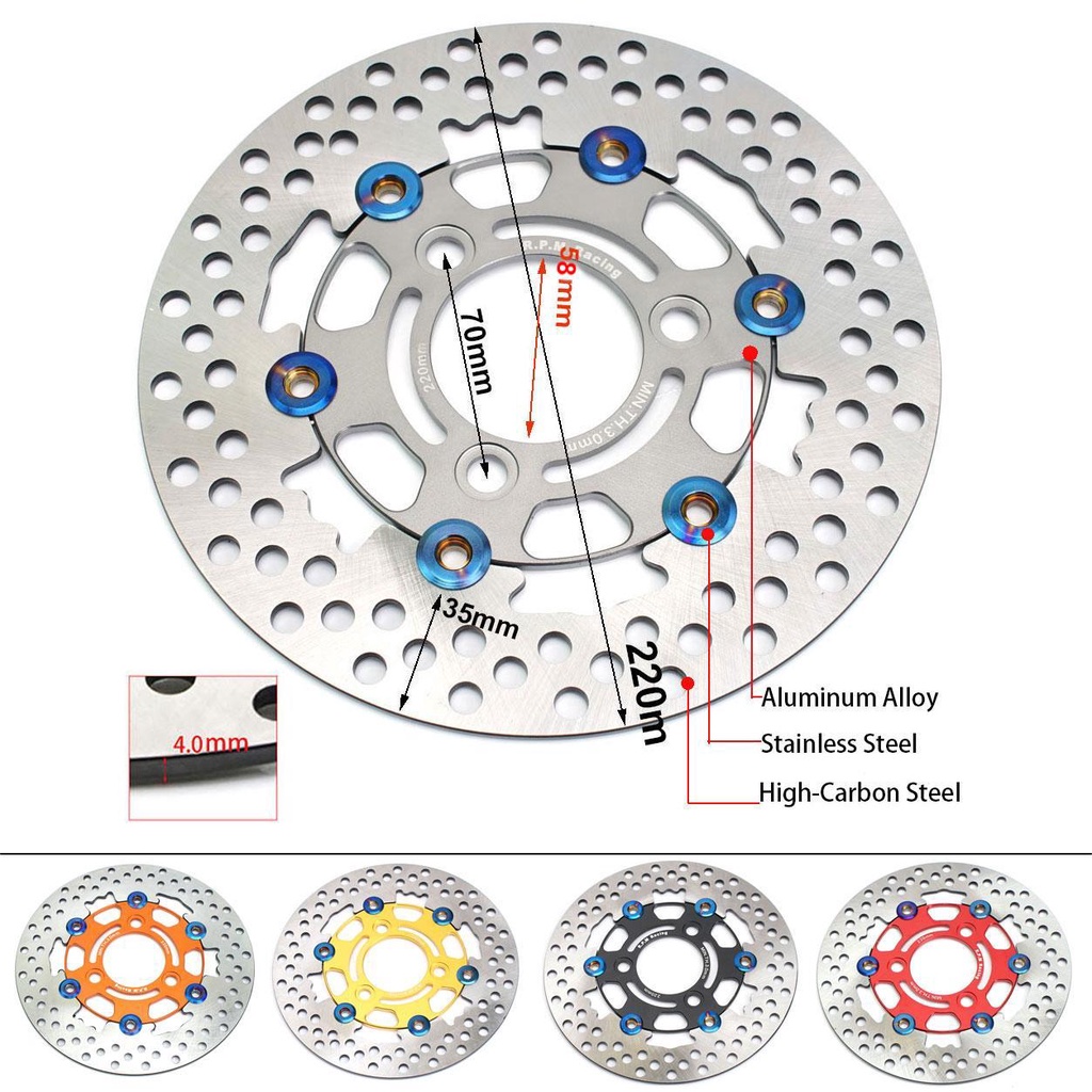 RPM Disc Brake Motorcycle 220mm Floating Disk Rotor Brake Caliper ...