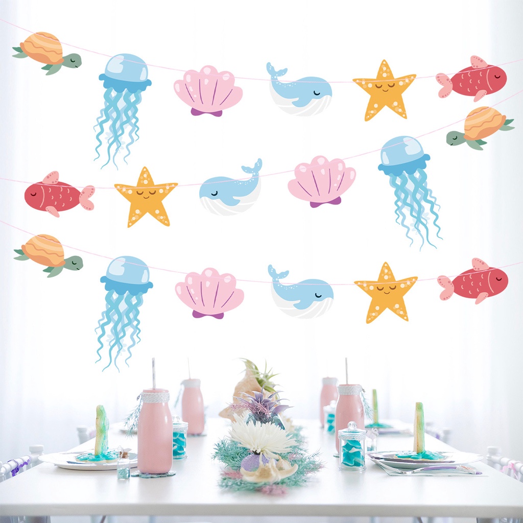 Marine Animals Sea Life Theme Banner Bunting Garland For Kids Party ...