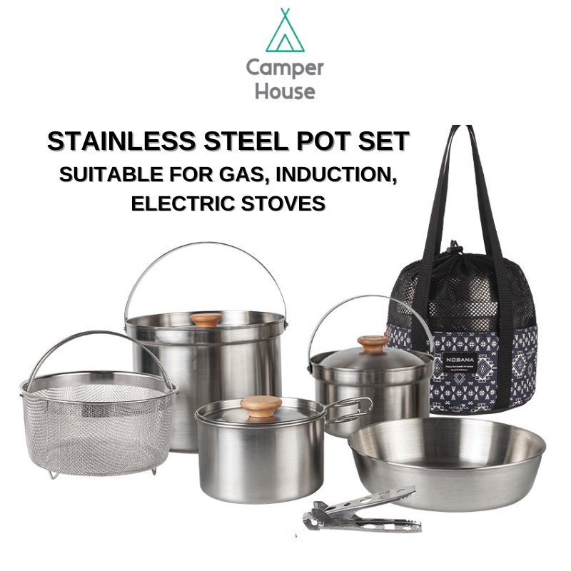 [Ready Stock] NOBANA Outdoor Camping Stainless Steel Cooking Set ...