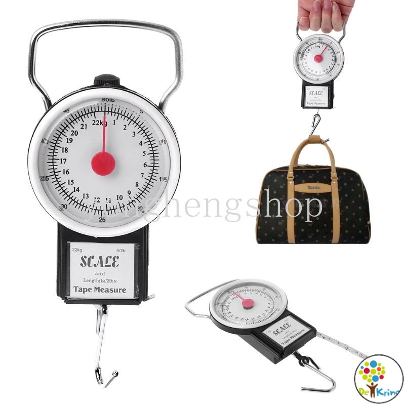DK 22kg/50lb Portable Hanging Scale with Measuring Tape Fish Hook ...