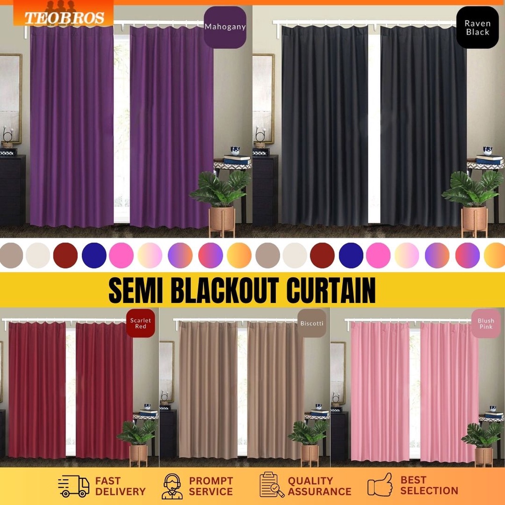 TEOBROS_2in1 Curtain Cangkuk Semi Blackout Hook/Rod Modern Langsir ...