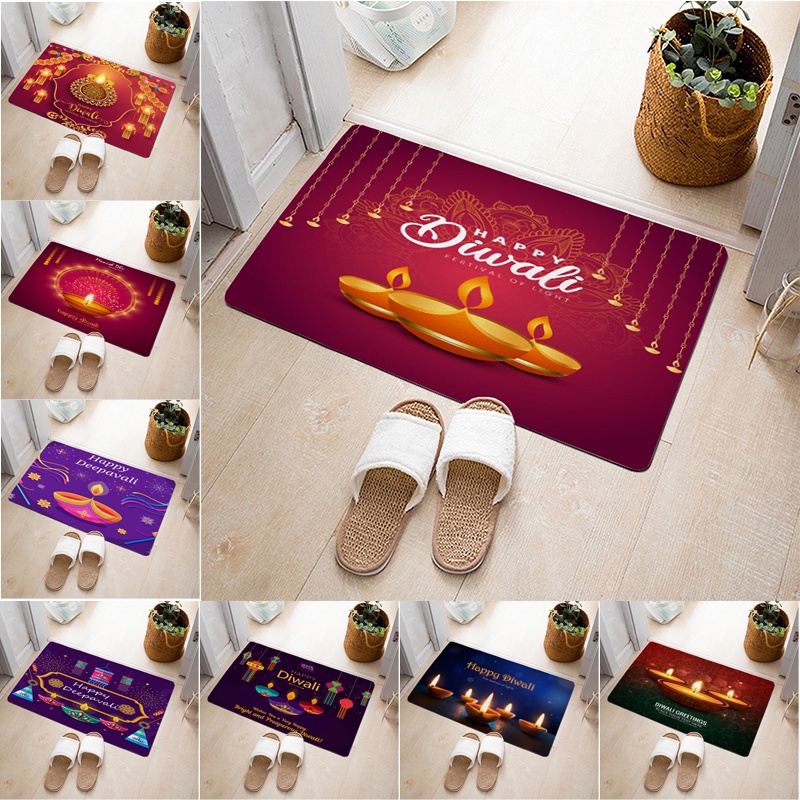 Festival of Lights Door Mat Hinduism Deepavali Carpet for Diwali ...