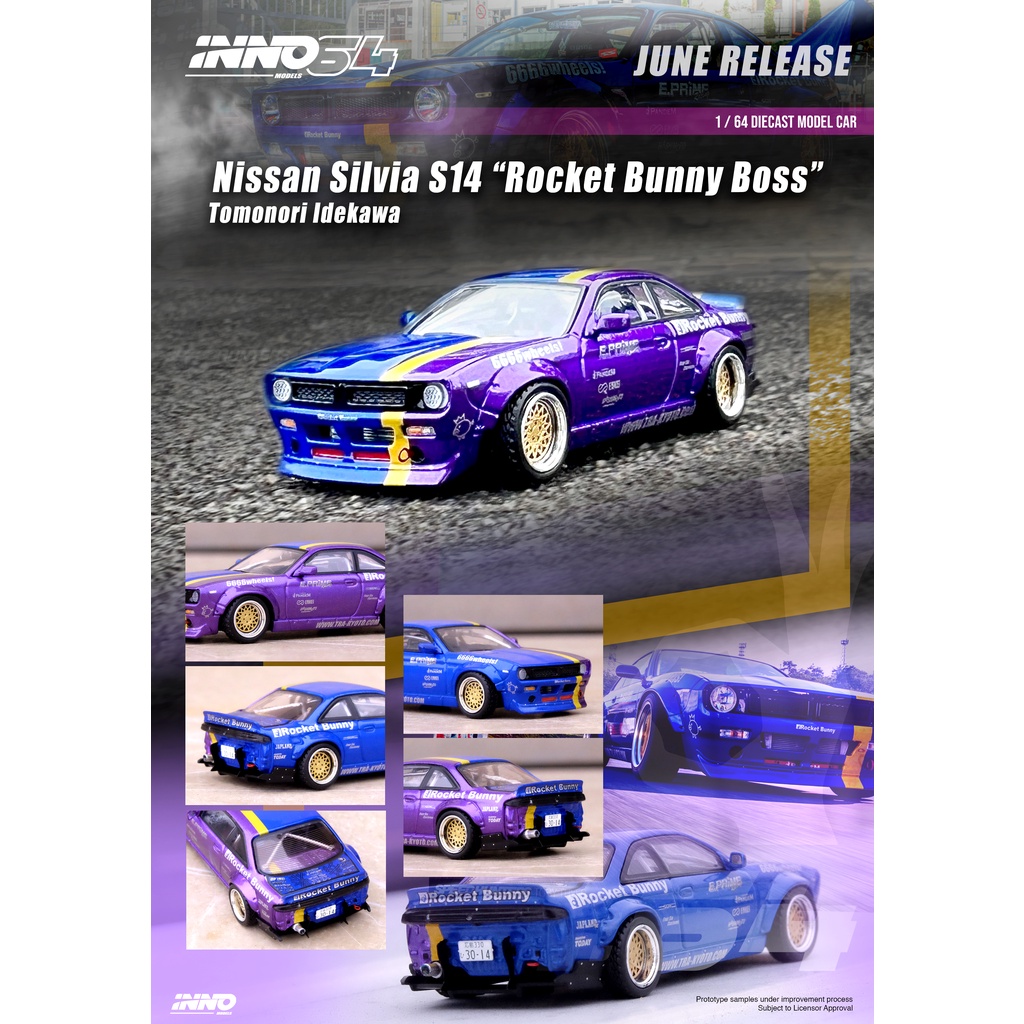 (NOT SEALED FOC PROTECTOR) INNO MODELS INNO64 1/64 NISSAN SILVIA S14 ROCKET BUNNY BOSS TAMONORI ...
