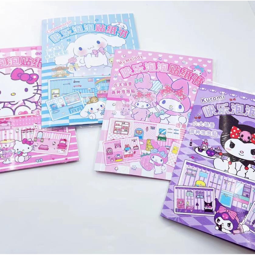 Cartoon Kuromi Anime Dress Up Sticker Book Hello Kitty Waterproof ...