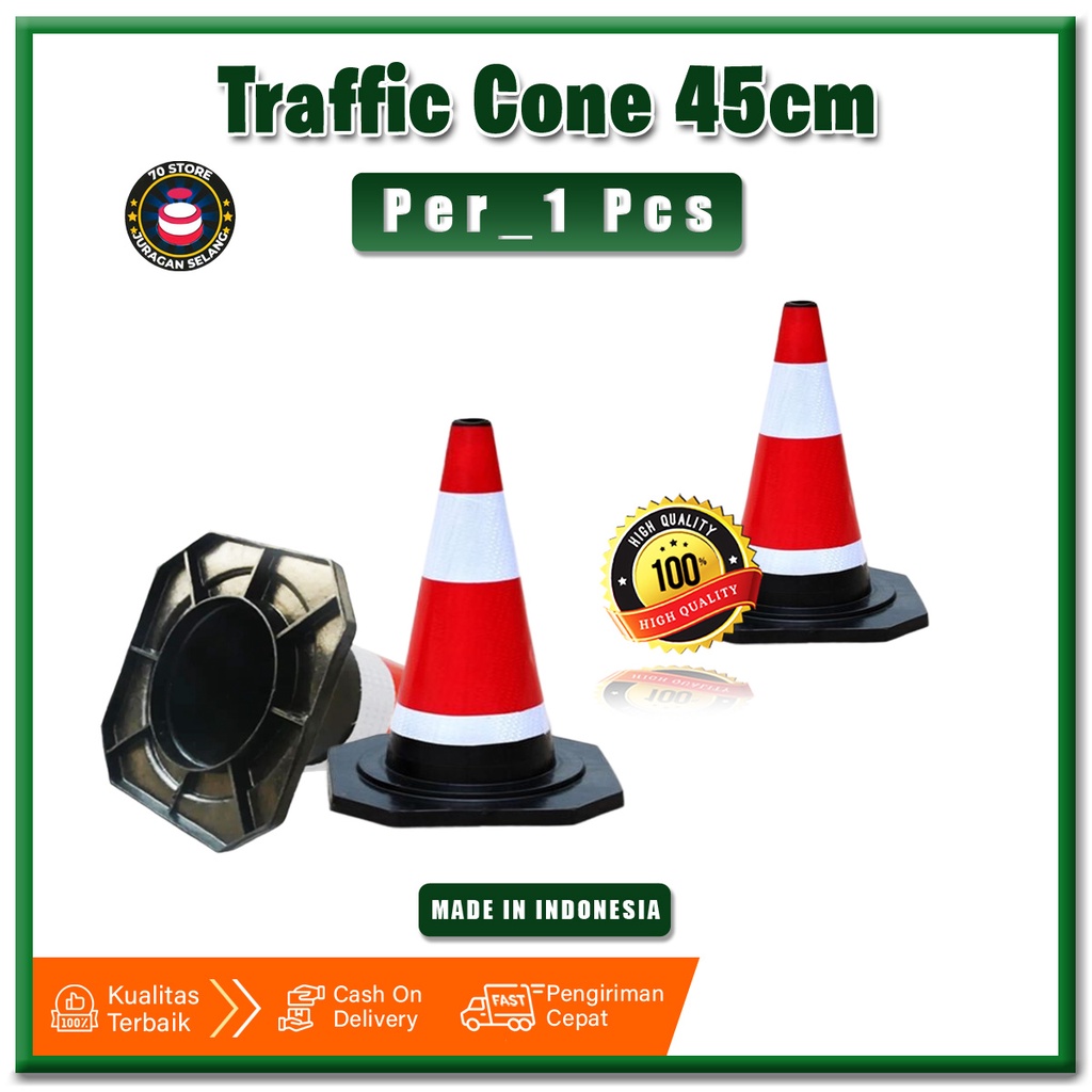 Traffic CONE TINGI 45 CM TRAFFIC CONE ANTI-SHARP FLEXIBLE PVC MATERIAL ...