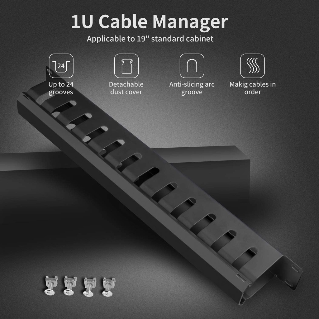 ZoeRax 1U 19 Inch Rack Mount Cable Management- All Metal 24 Slot ...