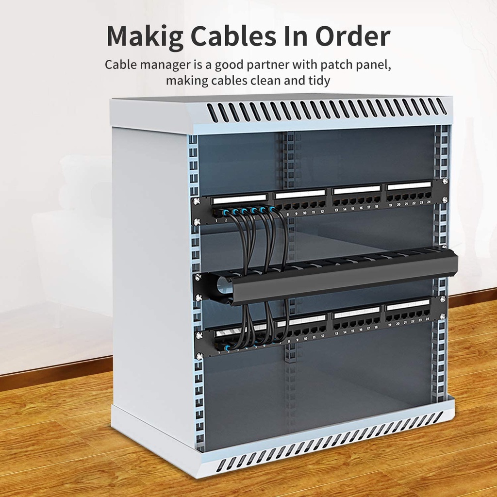 ZoeRax 1U 19 Inch Rack Mount Cable Management- All Metal 24 Slot ...