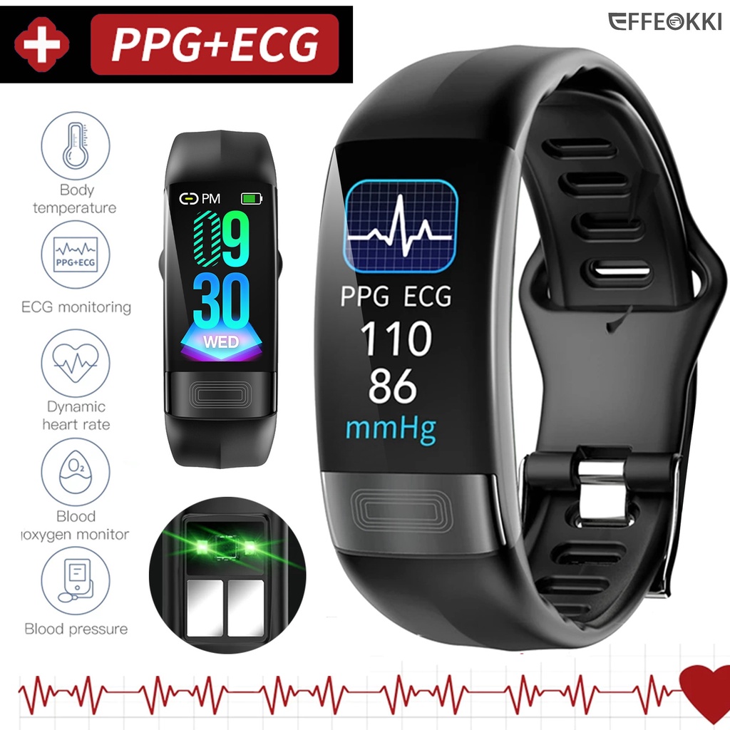 EKG PPG Spo2 Smart Bracelet Watch Medical Health ECC Fitness Tracker ...