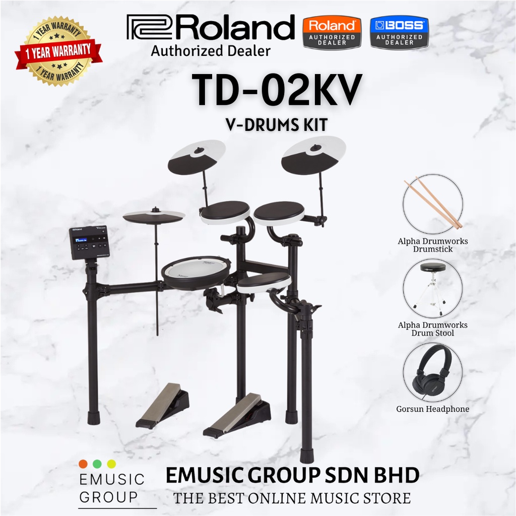 Roland TD-02KV V-Drums Electronic Drum Kit Digital Drum (TD02KV / TD02 KV) | Shopee Malaysia