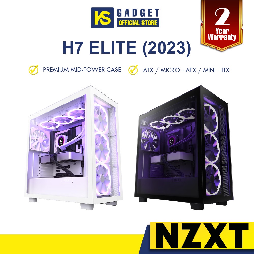 NZXT H7 ELITE (2023) / H7 ELITE Mid-Tower Case ( MATTE BLACK / MATTE ...