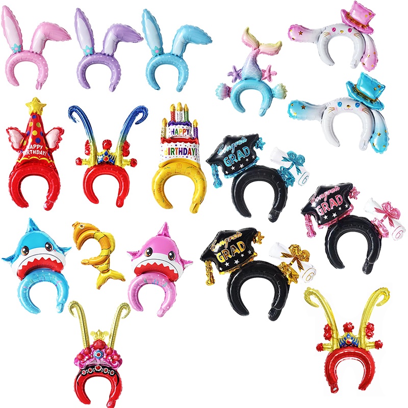 Head band balloon rabbit hair band balloon mermaid shark balloon ...