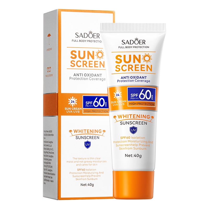 ROREC SADOER SPF60+ PA+++ Sunscreen Cream Anti-Sweat Refreshing Non-Greasy Sunblock 40g | Shopee ...