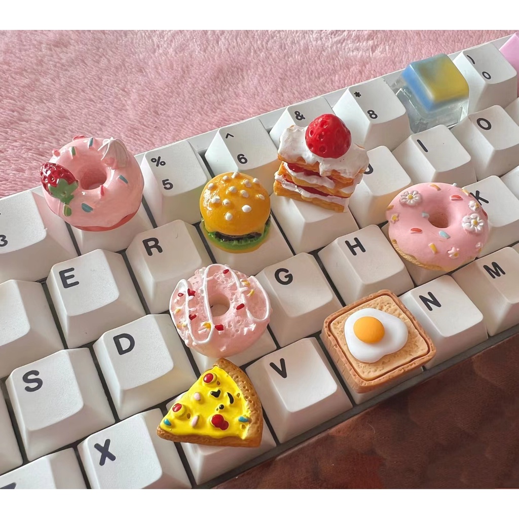 Handmade Keycap Pink Cute Cake Ring Translucent Mechanical Keyboard ...