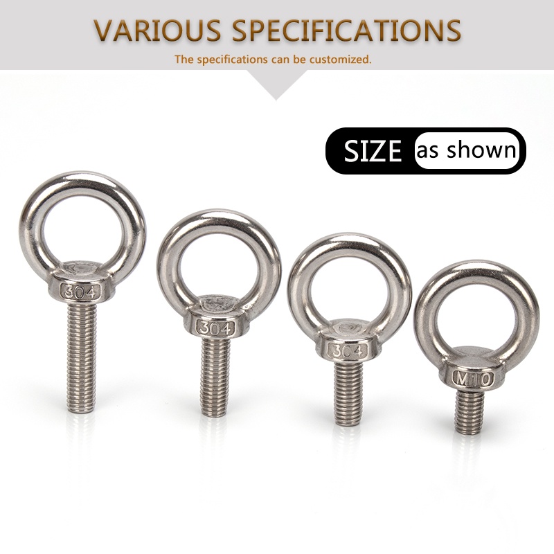 304 Stainless Steel Lifting Eye Bolt M3 M4 M5 M6 M8 M10 Ring Eyebolt ...