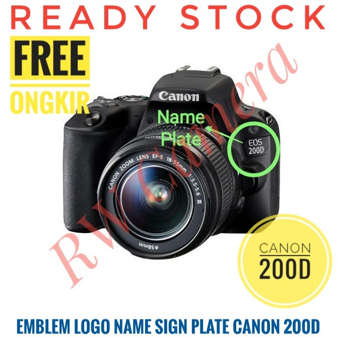 Logo Emblem Canon 200D Name Plate 200D Symbol Type Brand EOS Writing ...