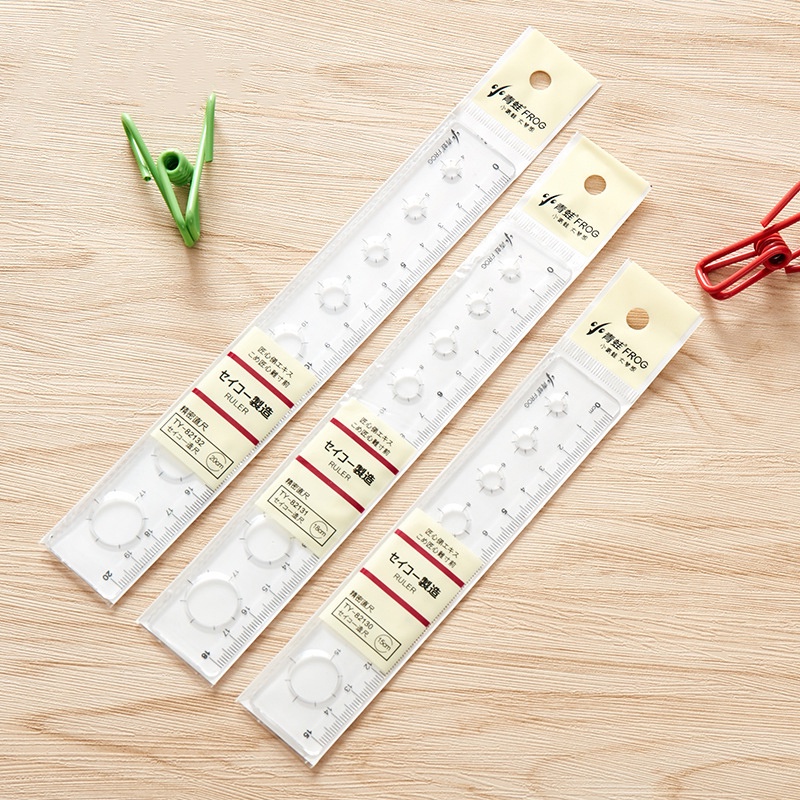 Simple Transparent Ruler Muji Style Ruler 15/18/20cm Plastic Hole Ruler ...