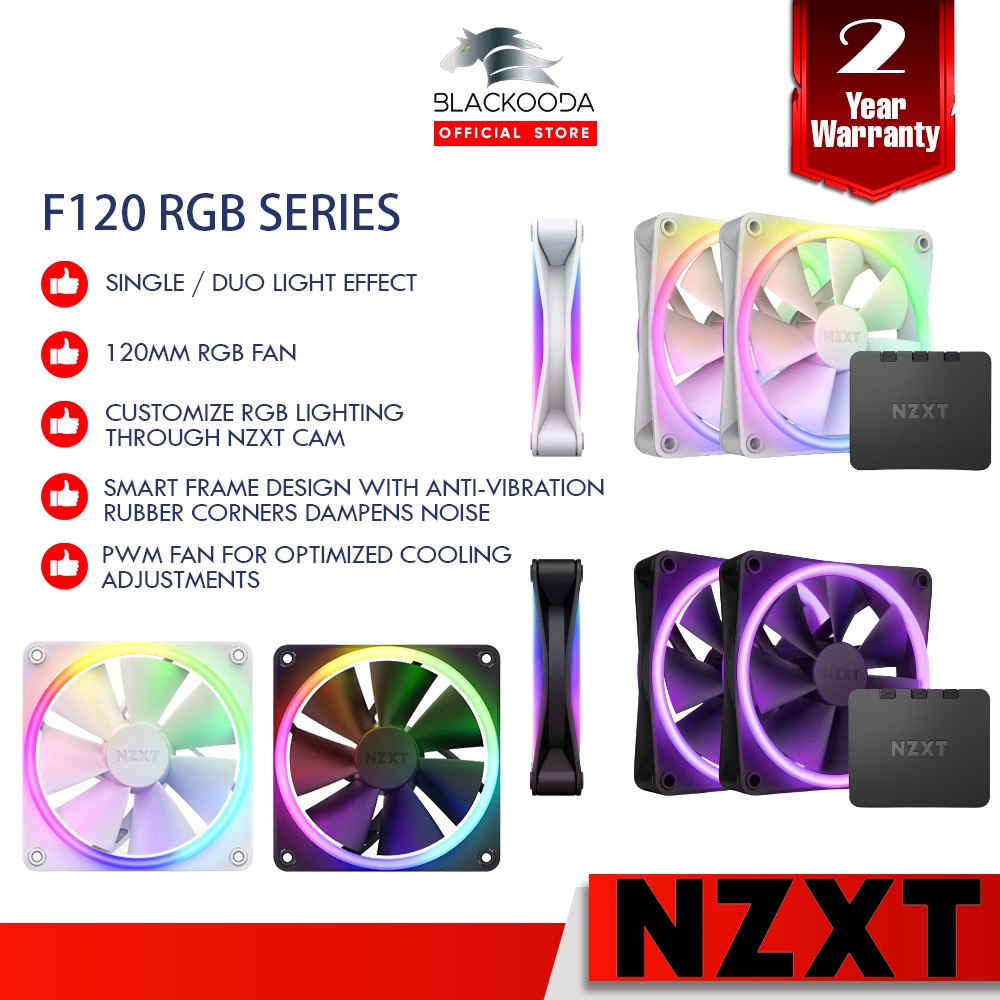 NZXT F120 RGB /F120 RGB DUO TRIPLE / SINGLE PACK ( BLACK / WHITE ...