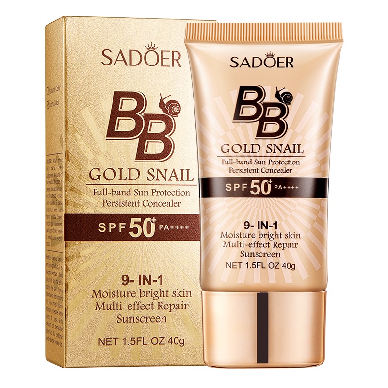 ROREC SADOER SPF50+ PA+++ Gold Snail Sunscreen BB Cream Concealer Cream Sunblock 40g | Shopee ...