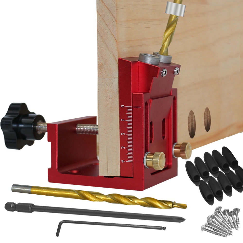 Pocket Hole Jig,Two Hole Wood Jig System Kit with Drill Guide and Step ...