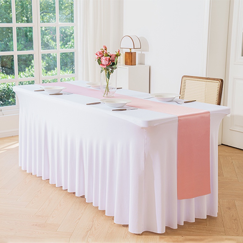 4ft 6ft 8ft Stretch Rectangle Tablecloth Spandex Table Skirts Long ...