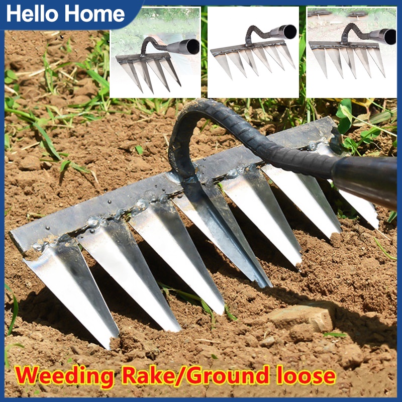 4/5/6/7 Teeth Cangkul Rumput Weeding Rake Outdoor Garden Hoe Weeding ...