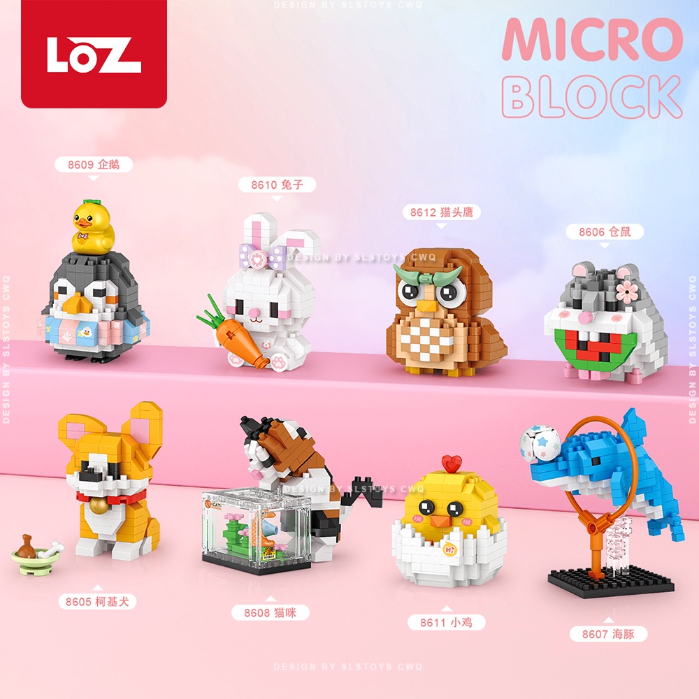 LOZ IDEAS Micro Block Cute Animal Pet Panda Bunny Rabbit Penguin Animal ...