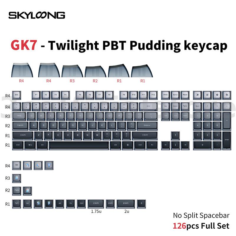 SKYLOONG 126 Keys Twilight GK7 PBT Pudding Keycap Sides Shine Through ...