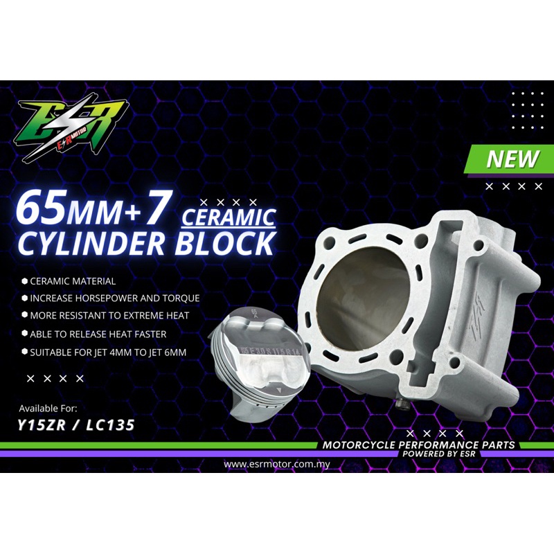 Y15zr & LC135 ESR MOTOR RACING BLOCK Y15 57mm 62mm 63mm 65mm 68mm 70mm ...