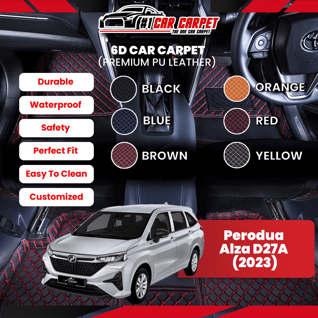 Perodua Alza D27A (2023) Vip 6D Car Carpet PU Leather Car Mat Floor Mat ...