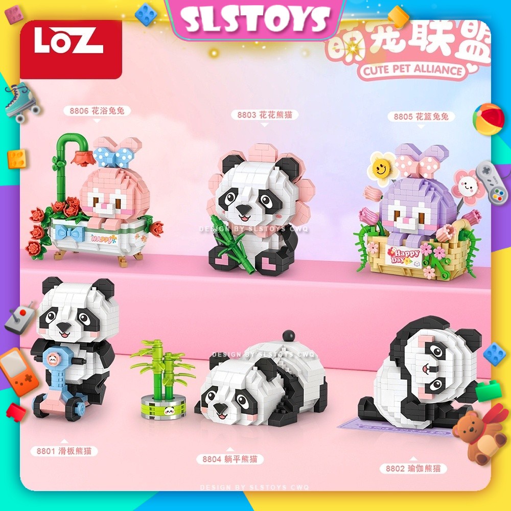 LOZ IDEAS Mini Block Cute Pet Alliance Panda Bunny Rabbit Animal Gift ...
