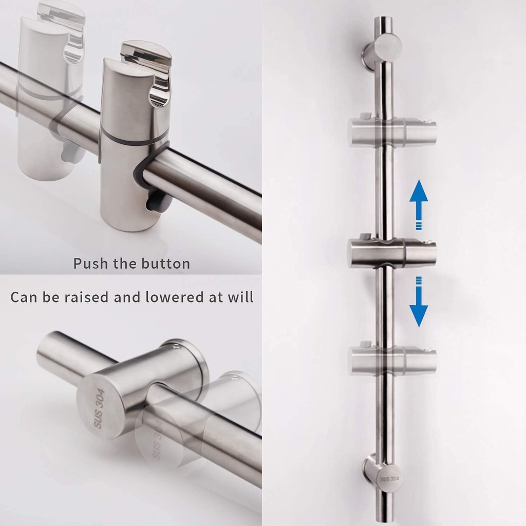 Shower Slide Bar Shower Head Holder Adjustable Shower Rail 304 ...