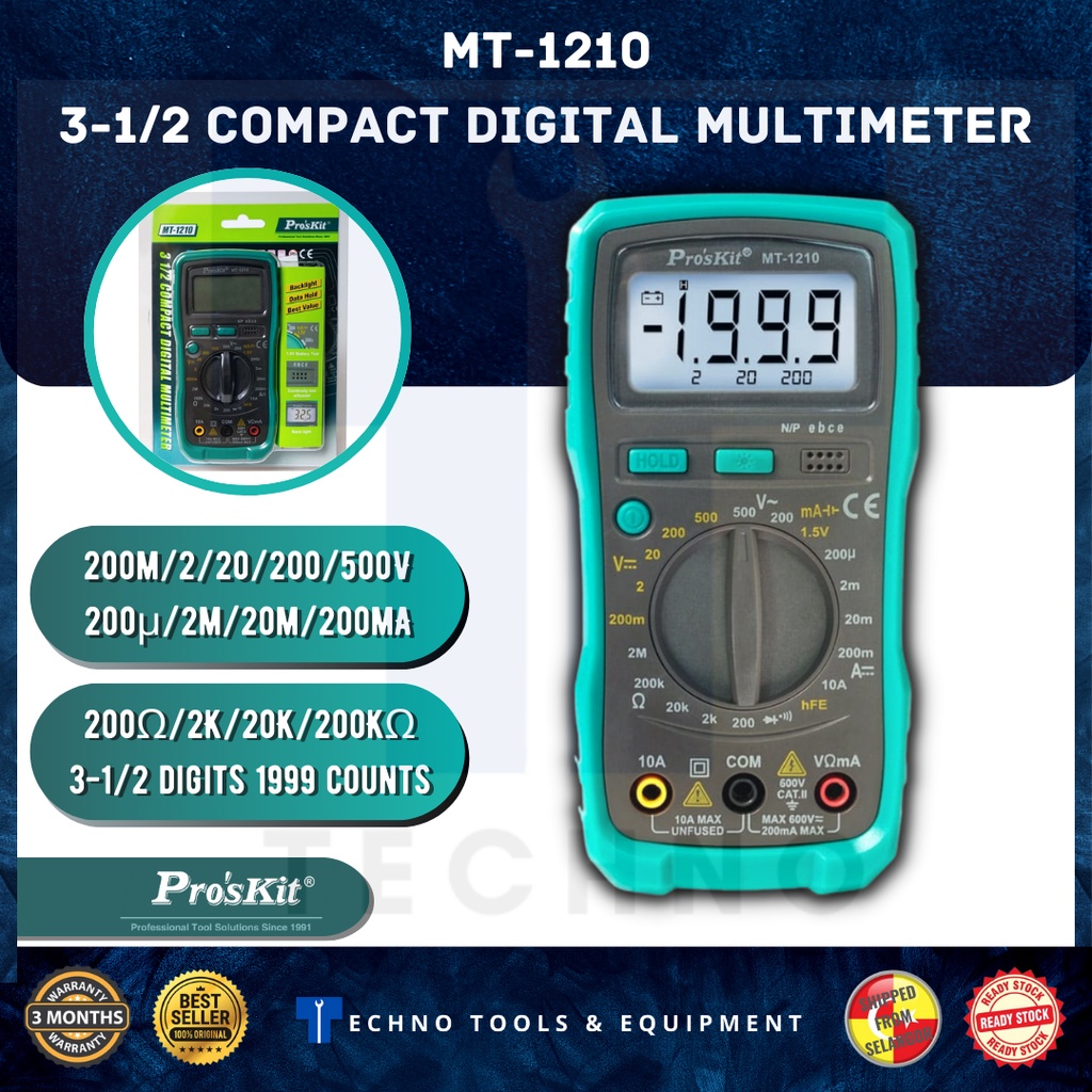 Pro'sKit MT-1210 3 1/2 Compact Digital Multimeter | Shopee Malaysia