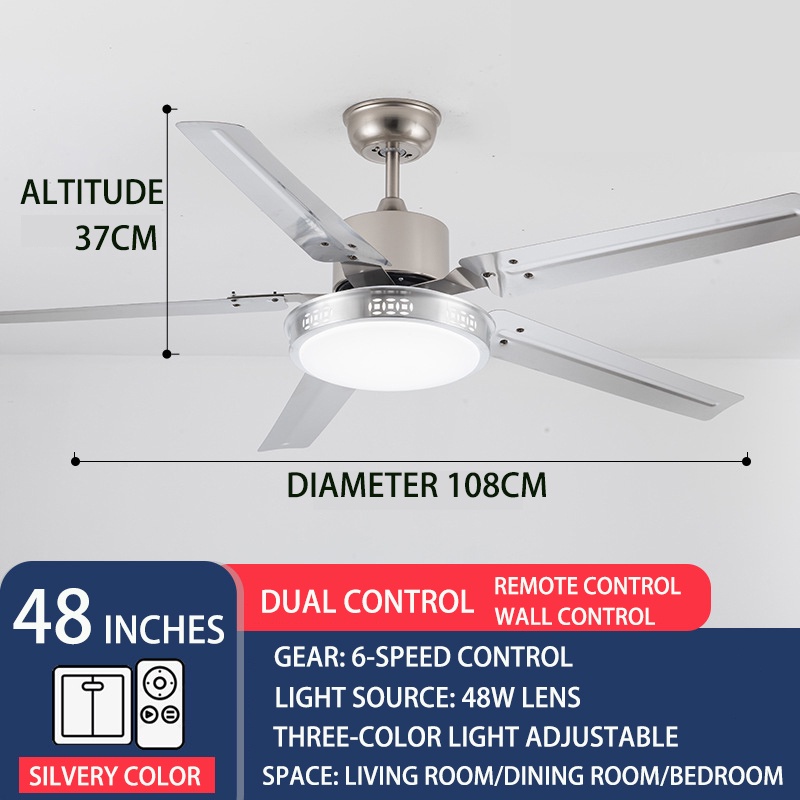 Ceiling Fan With Light 48inch DC Nordic Style Remote Control Cooling ...