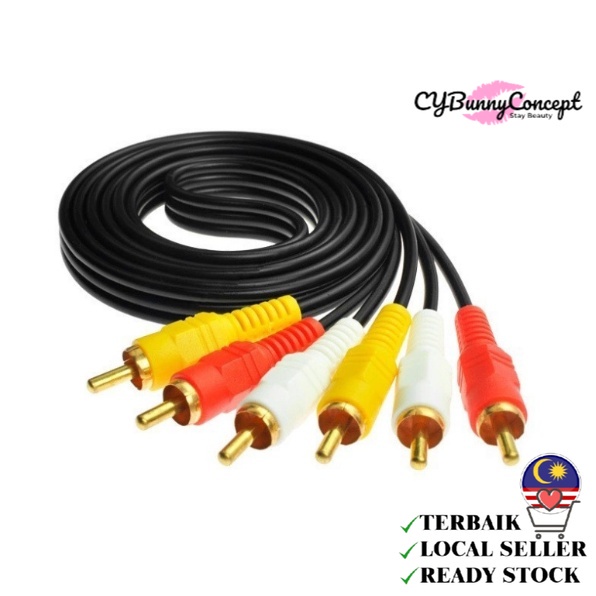 CYC 3 RCA AV Audio Video Cable Male to Male for DVD VCD TV Wire TV ...