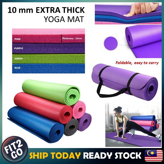 8MM Extra Thick Yoga Mat FREE STRAP Waterproof Full Elasticity Rubber ...