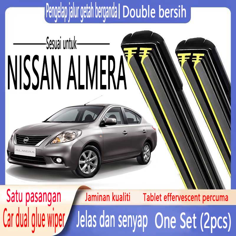 Nissan ALMERA Dedicated Wiper NISSAN ALMERA N18 (2012-2023) Double Rubber Strip Wiper U Hook ...