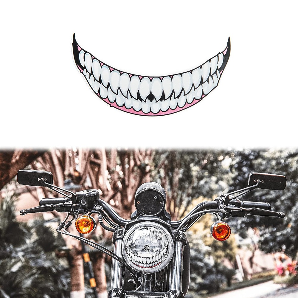 Universal Motorbike Sticker Teeth Graphic Decals Motorcycle Headlight ...