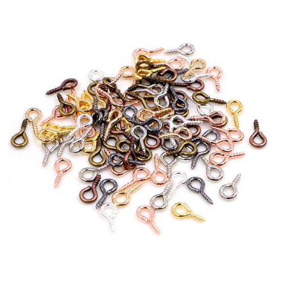 10/20pcs Small Tiny Mini Eye Pins Eyepins Hooks Eyelets Screw Threaded Stainless Steel Clasp ...
