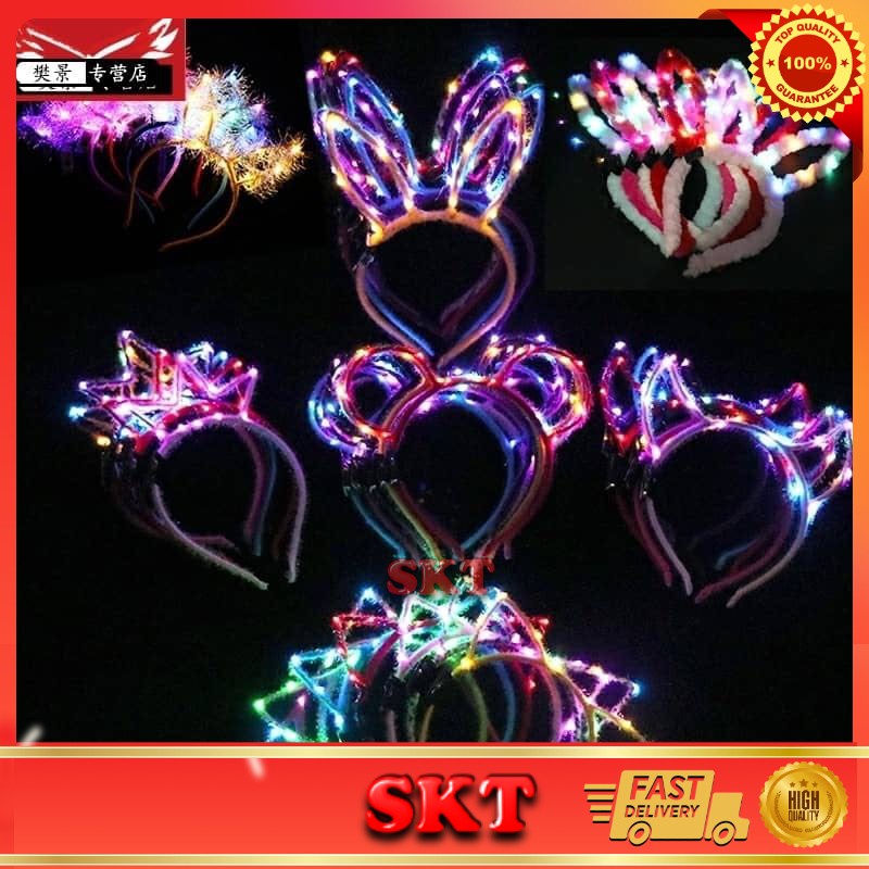 LED FLASHING EARS LIGHTS PLUSH CLOTH WRAPPED HEADBAND (READY STOCK ...
