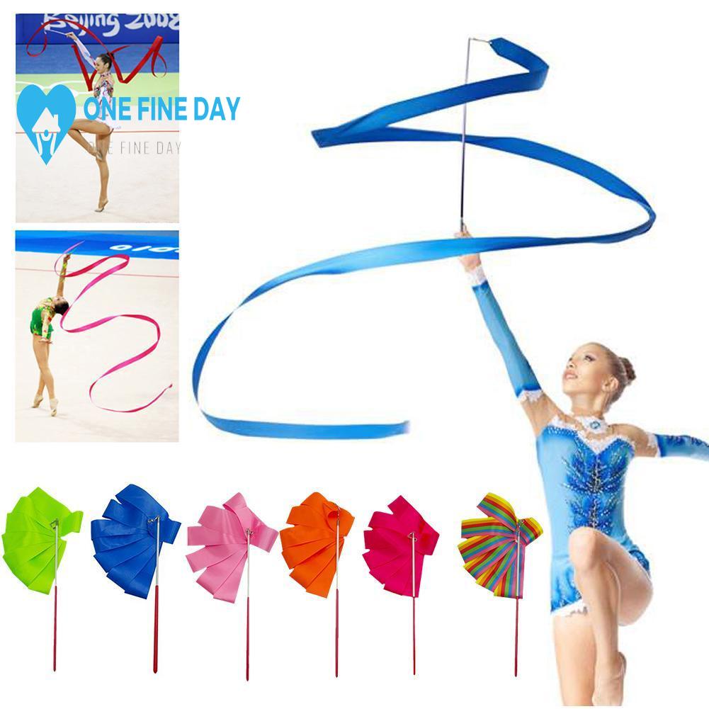 2M/4M Colorful Gym Ribbons Dance Ribbon Rhythmic Art Rainbow Twirling ...
