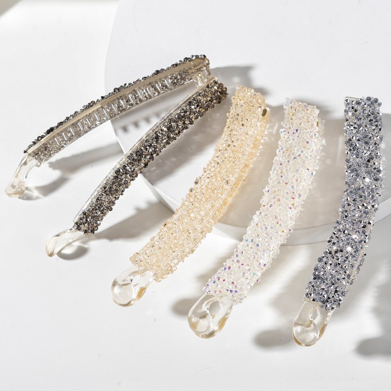 Shiny Rhinestone Hairpin For Women Fashion Crystal Banana Hair Clip ...