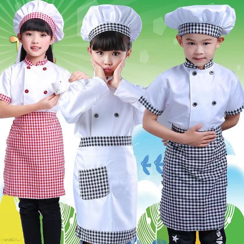 Kids Cook Tshirt Chef Uniform Children Kitchen Hat Cap Work Jackets ...
